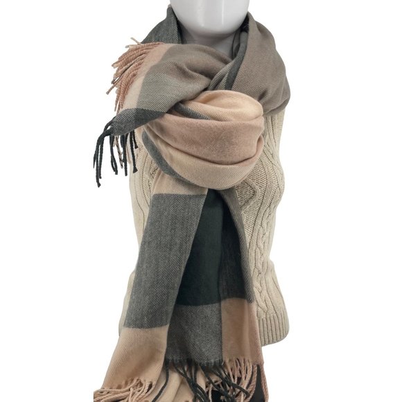 J. Crew | Accessories | Nwot J Crew Womens Large Grey Light Pink Plaid ...